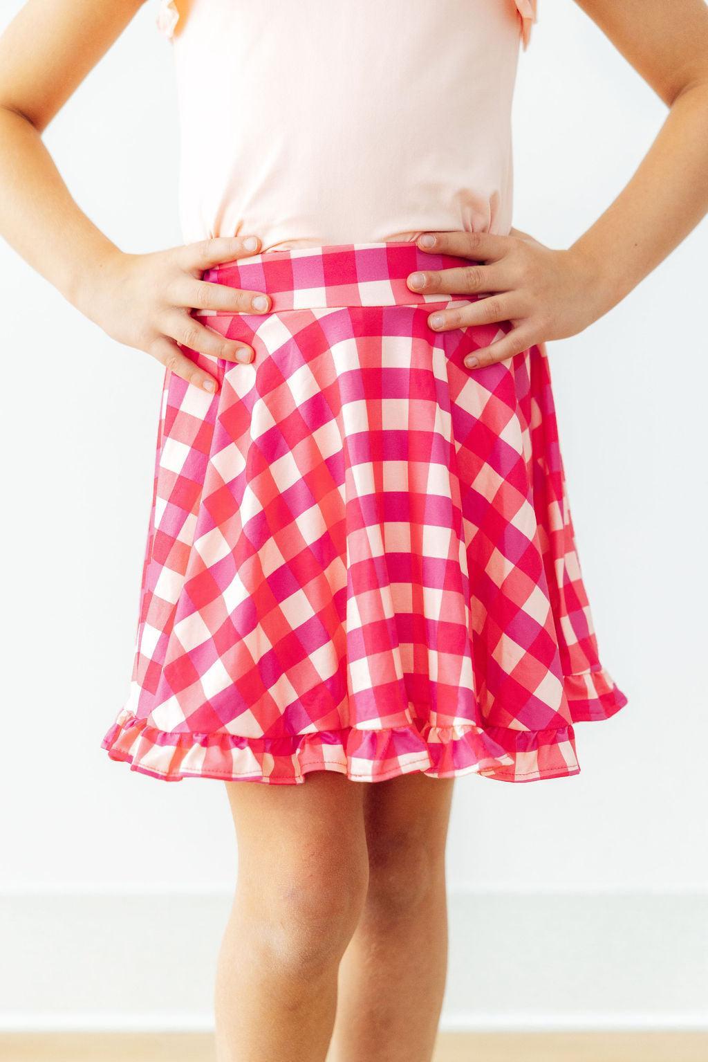 Hot Pink Gingham Ruffle Twirl Skort – Mud and Bows